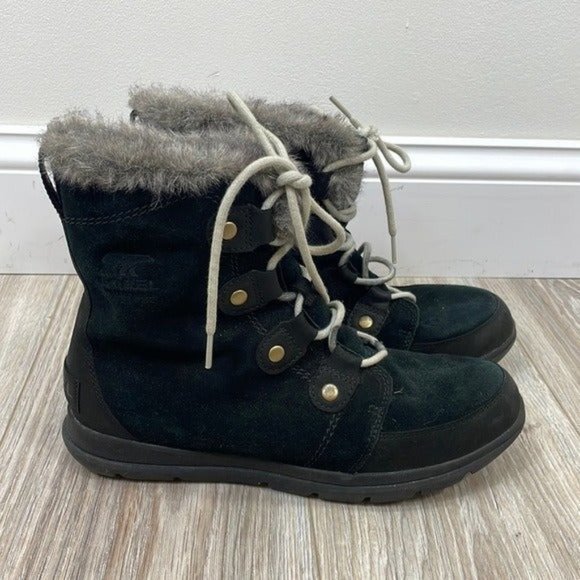 Sorel | Shoes | Sorel Explorer Joan Winter Snow Boot Black Suede ...